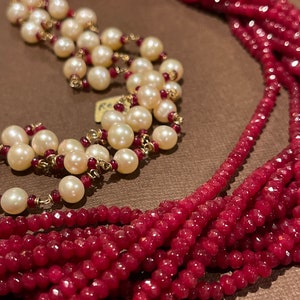 Ruby-pearl Necklace - Etsy
