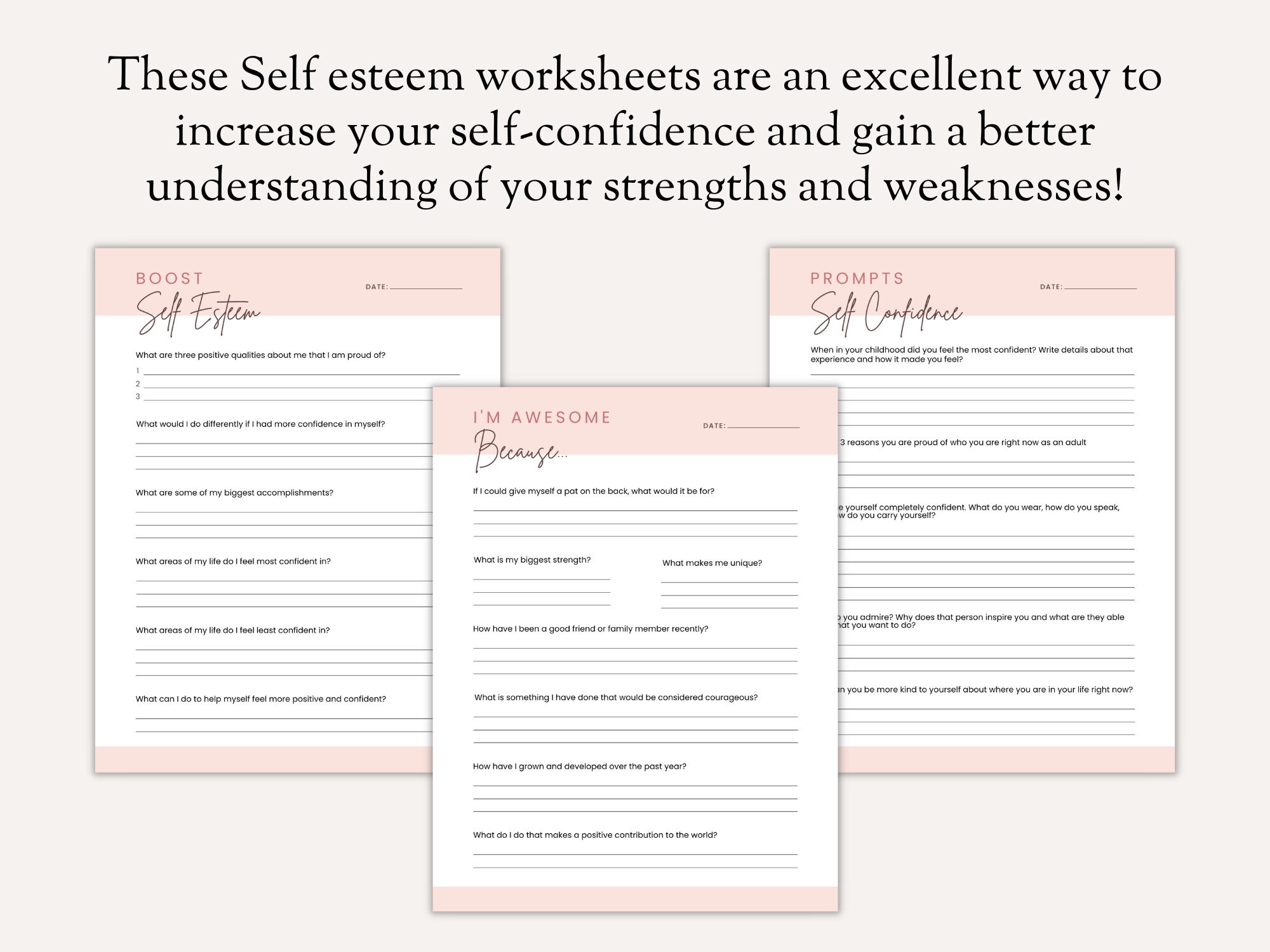 Self Esteem Journal: Self Discovery Worksheets Confidence Workbook ...