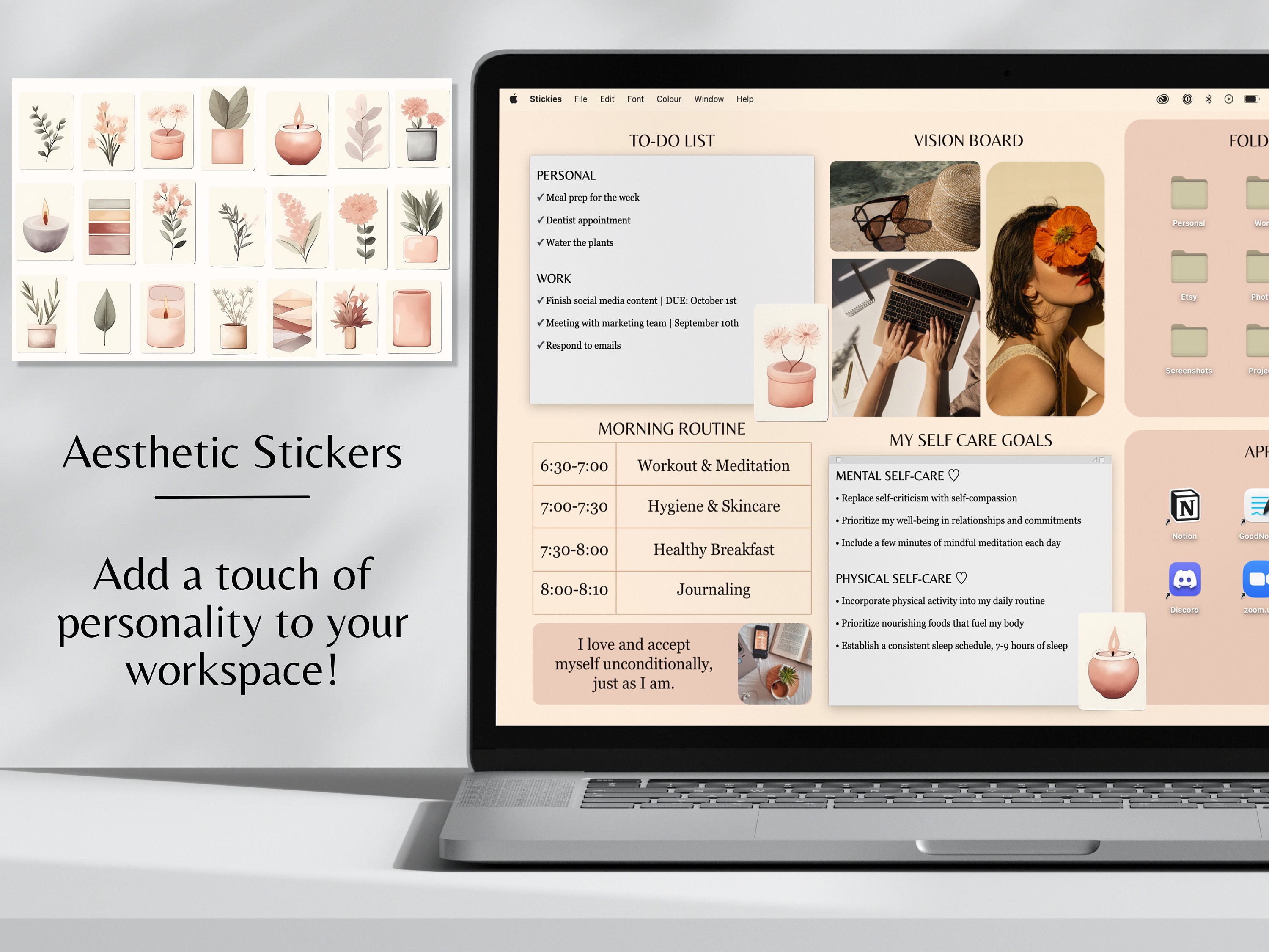 Boho Desktop Wallpaper Organizer Canva Template Digital - Etsy