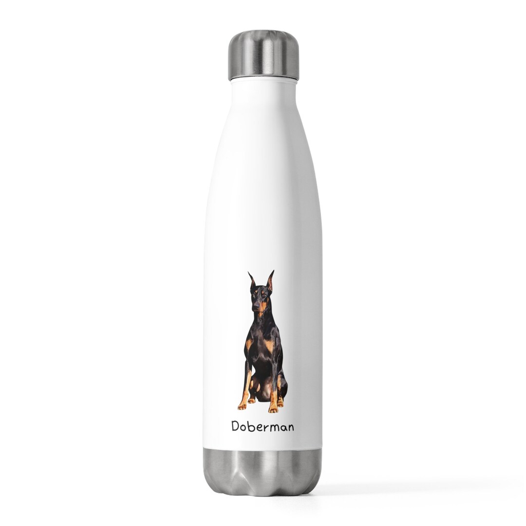 Doberman Custom Dog Water Bottle Personalized Dog Bottle Pet Lover Gift Custom Water Bottle ...