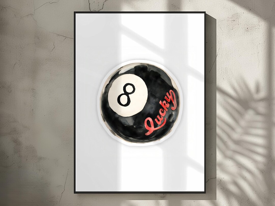 8 Ball Print | Vintage Retro Print | Trendy Wall Art | Retro Arcade ...