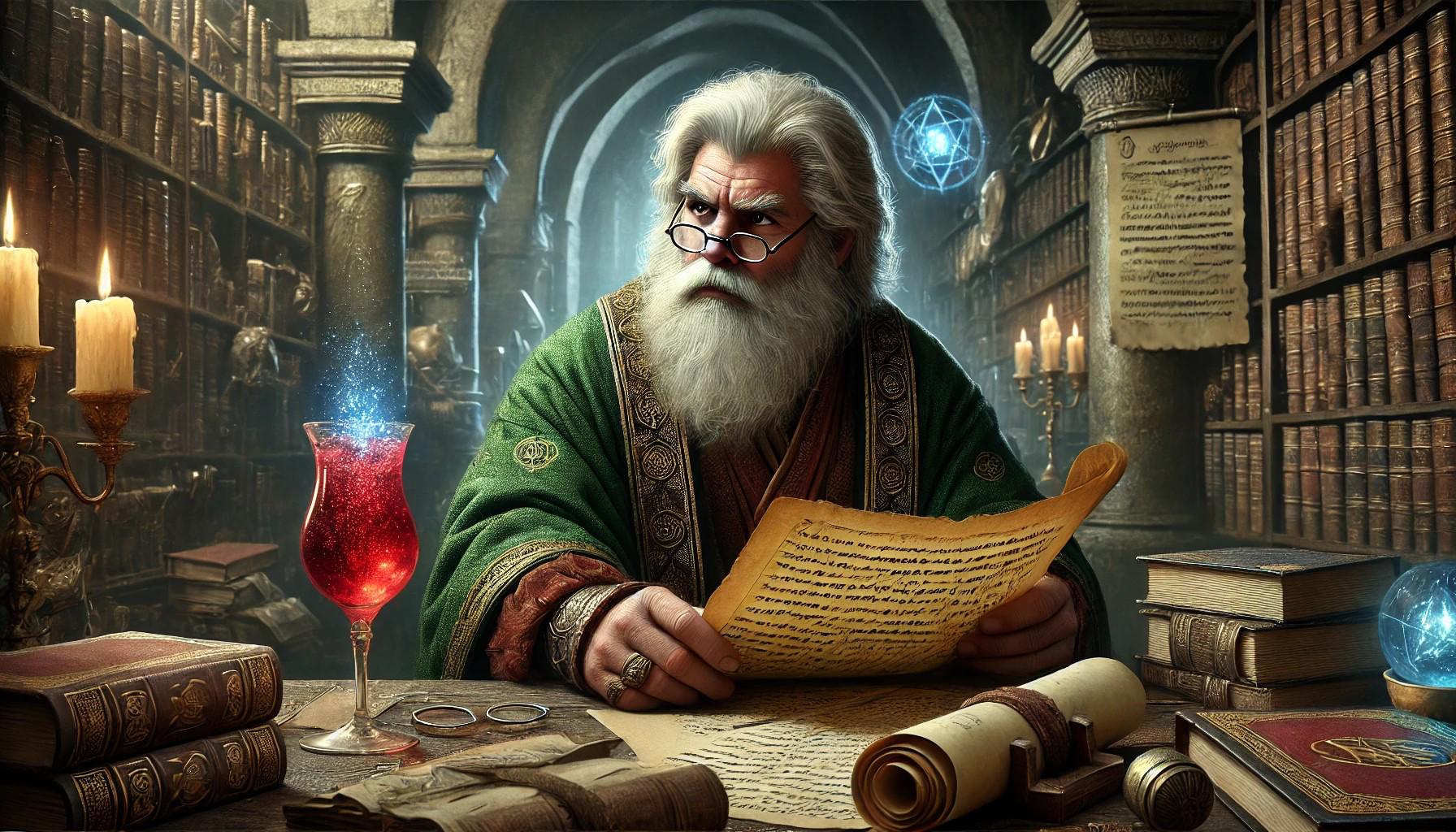 Eldor the Wise in Enchanted Library Fantasy Art Print, Wizard Decor ...