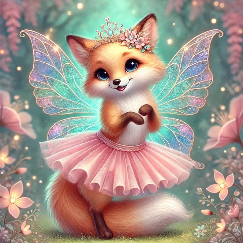 Magical Fairy Fox in Pink Tutu Fantasy Art Print, Whimsical Animal ...