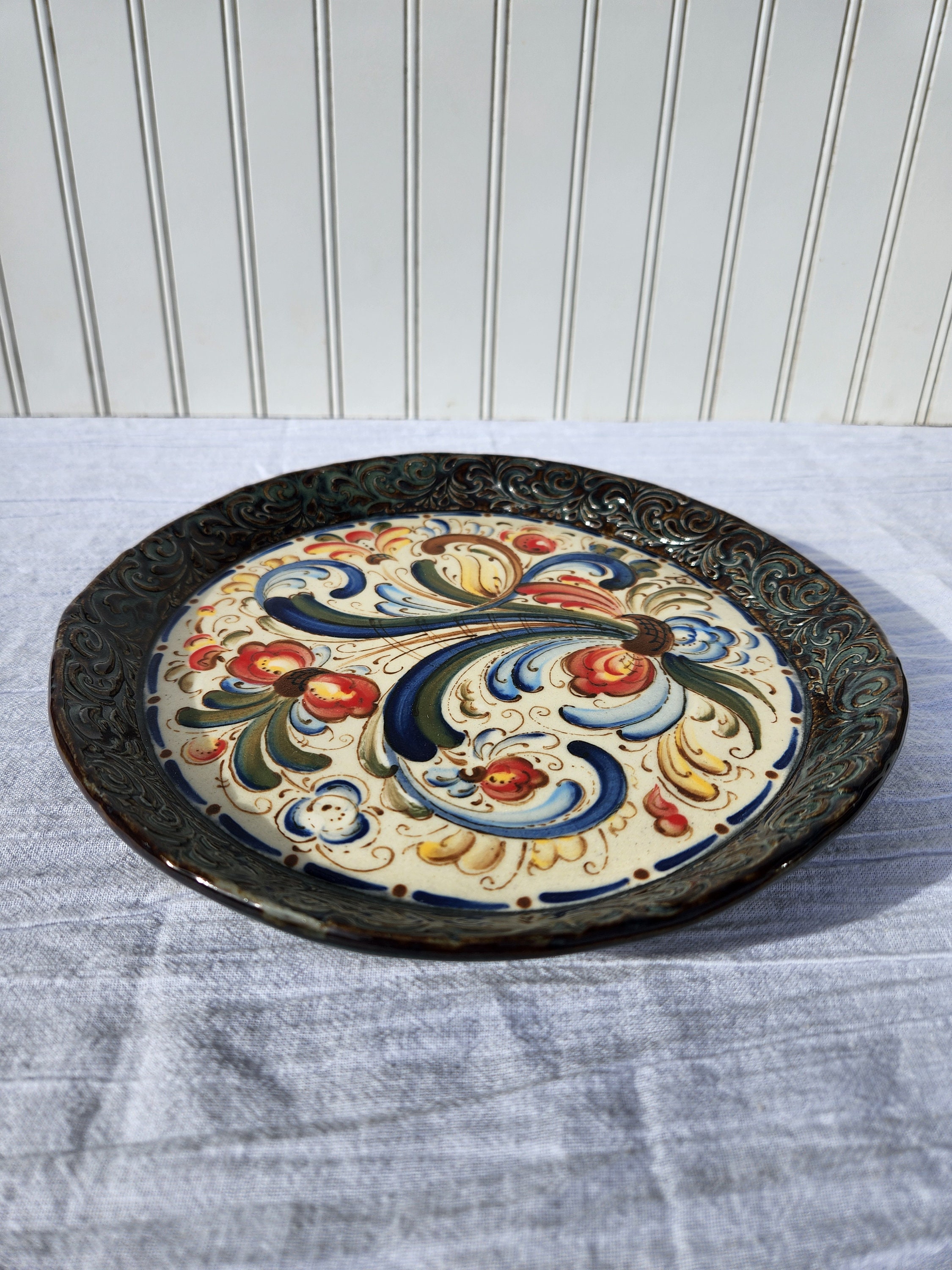 Rosemaled Hand-built, Ceramic 8.75 Plate - Etsy