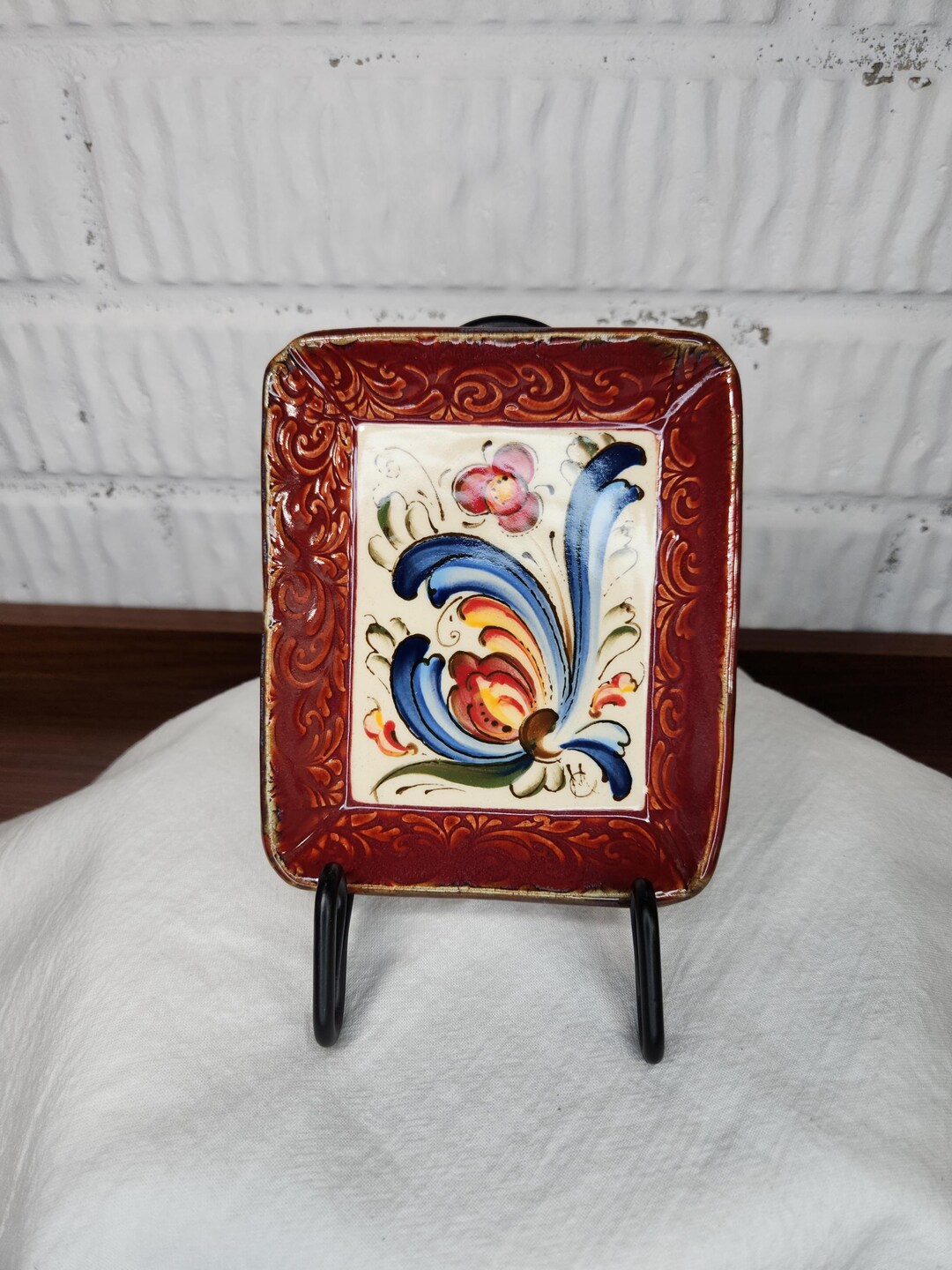 Small Rectangular Dish With Rosemaling Design - Etsy