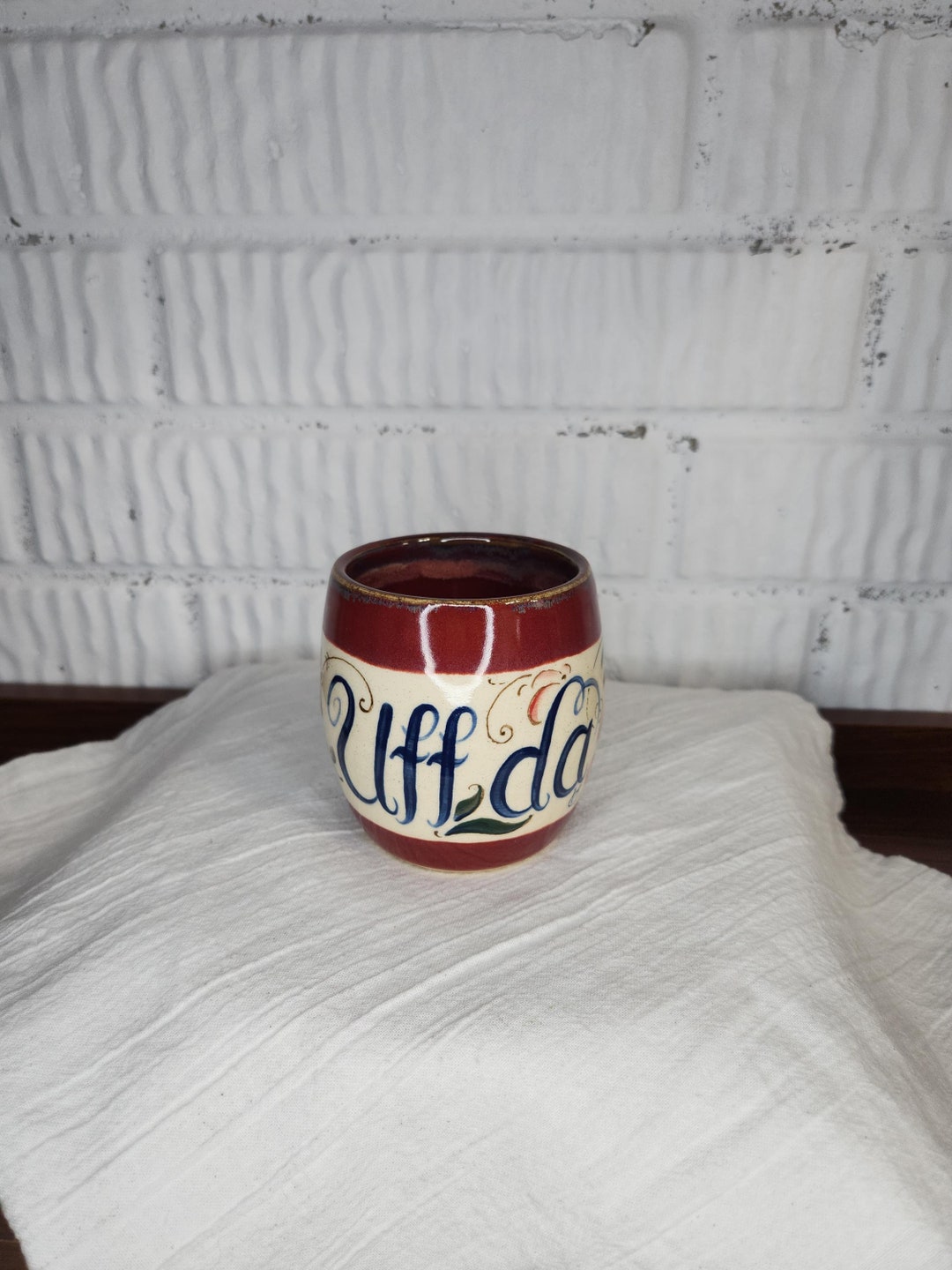 Rosemaled, uff Da Hand-thrown, Ceramic Short Tumbler - Etsy