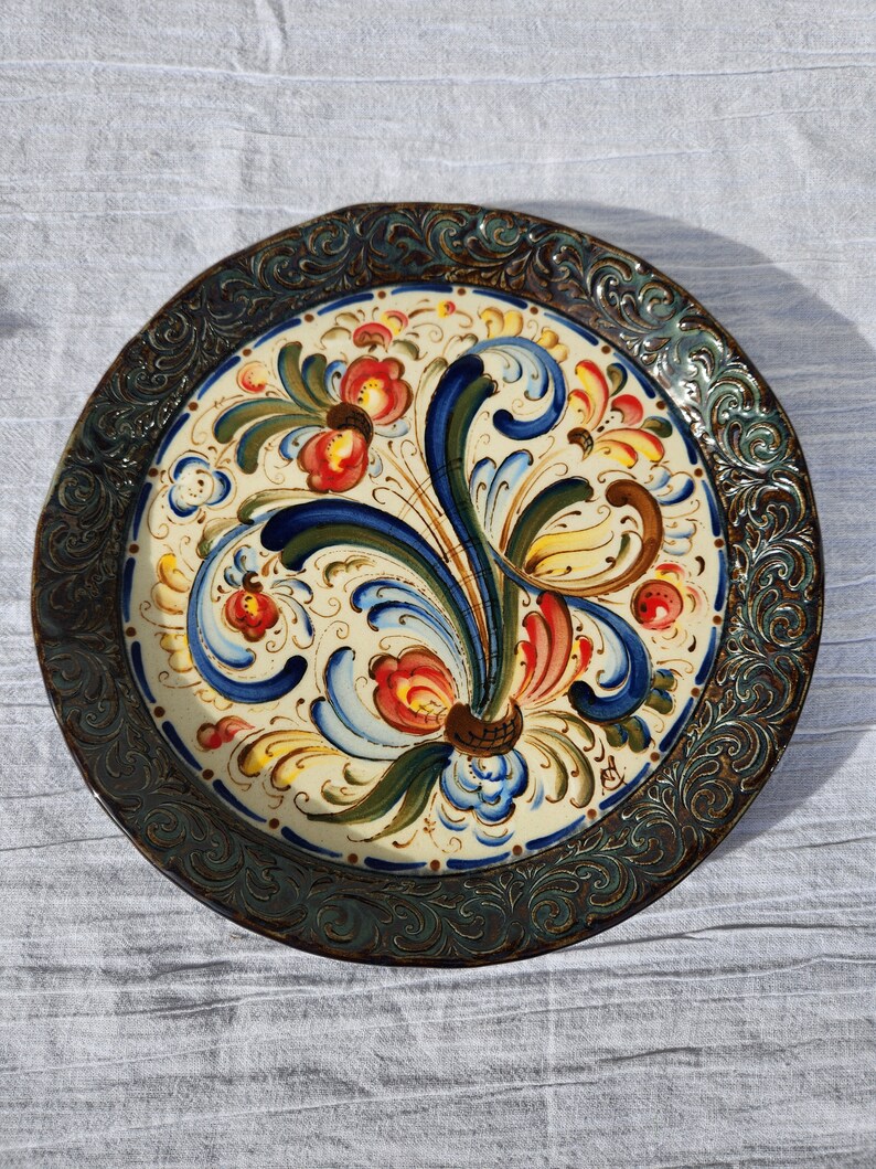 Rosemaled Hand-built, Ceramic 8.75 Plate - Etsy