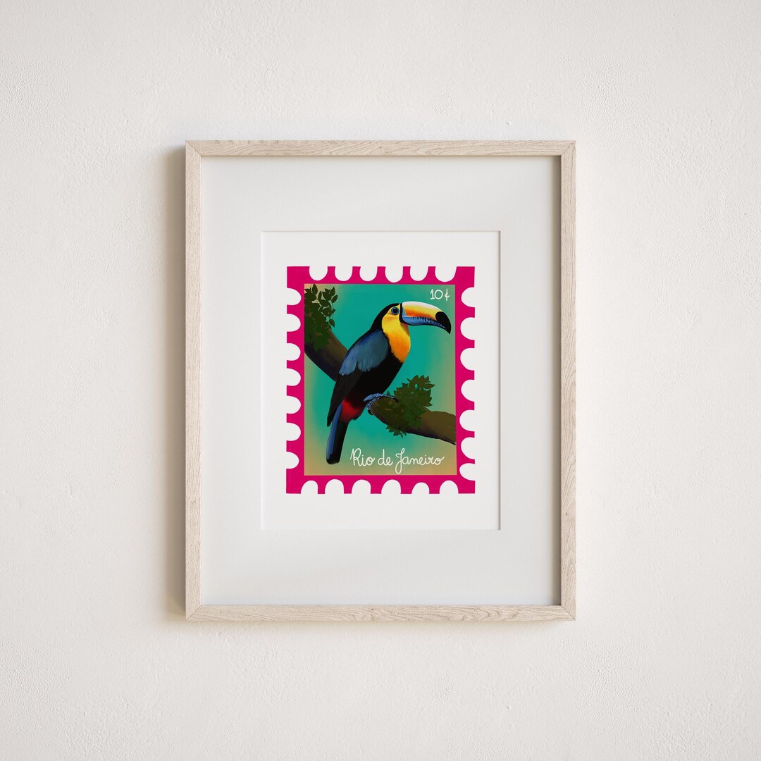 Vintage Stamp Rio De Janeiro Toucan Art Print - Etsy