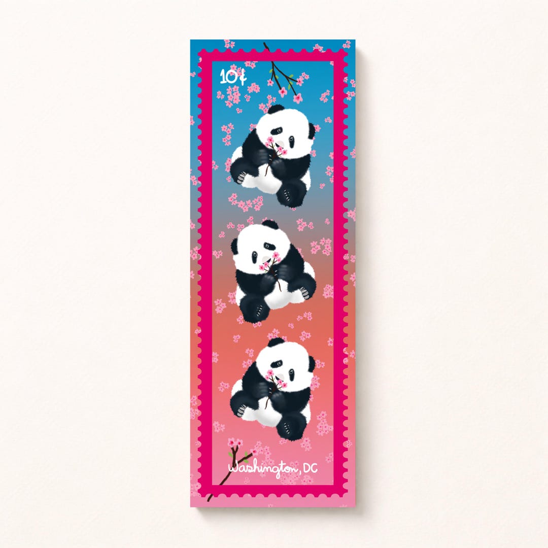 Washington DC Stamp Bookmark: Panda, White House, Capitol - Etsy