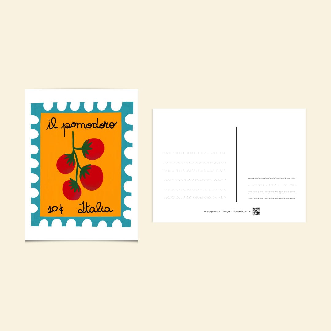 Mediterranean Stamp Postcard: Italy Travel Gift - Etsy
