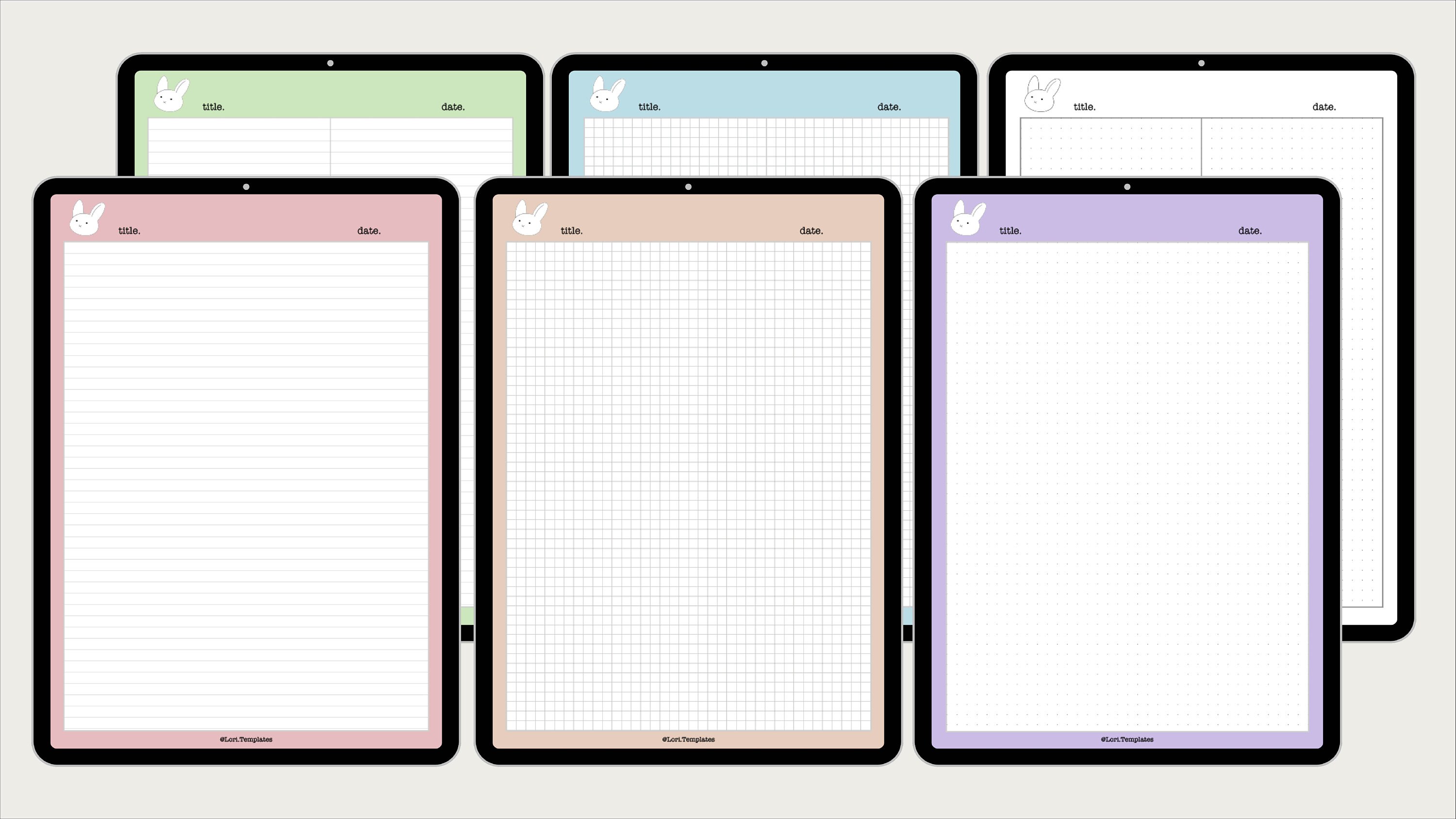 A4 Bunny Design Digital Note Taking Template | Goodnotes, Notability ...