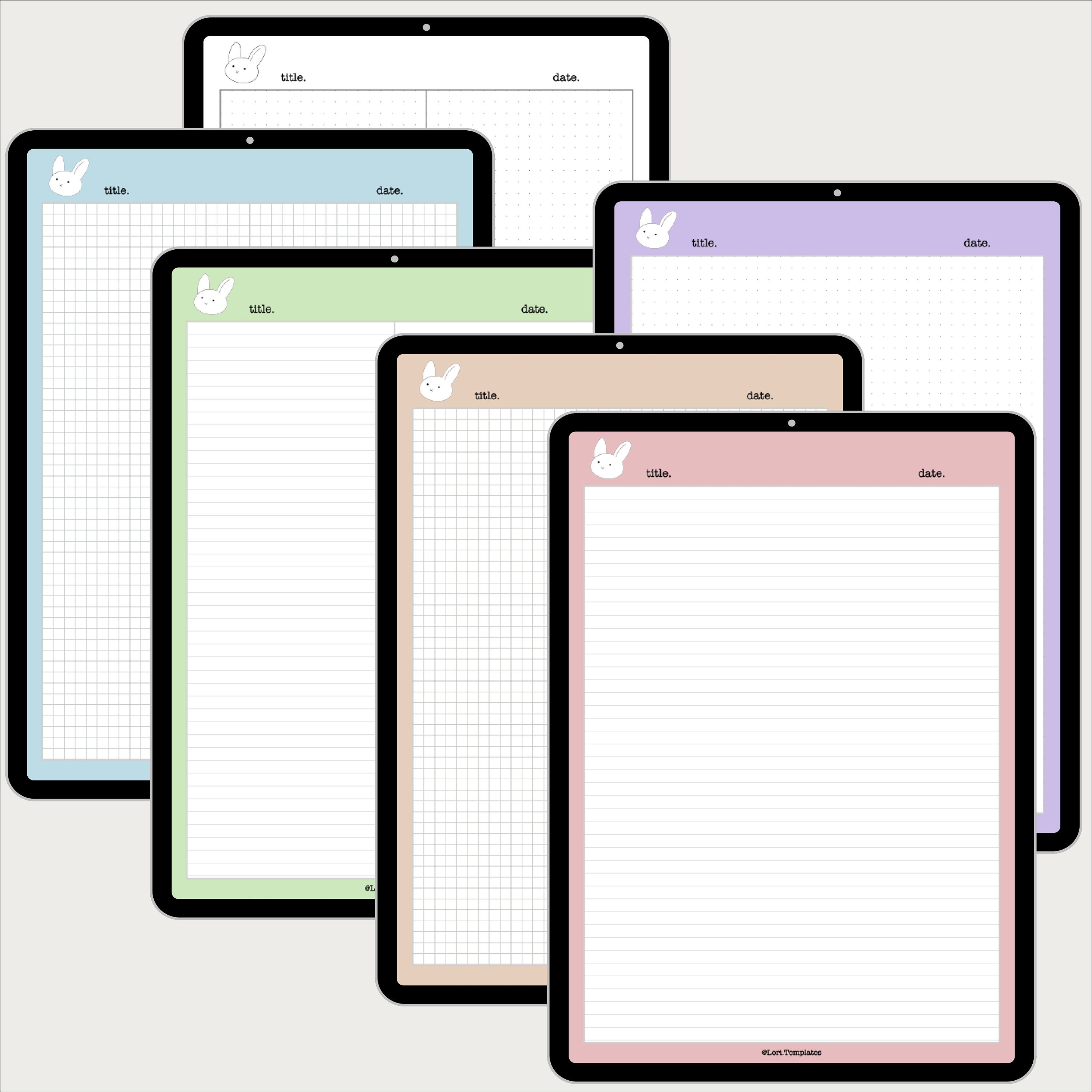 A4 Bunny Design Digital Note Taking Template | Goodnotes, Notability ...