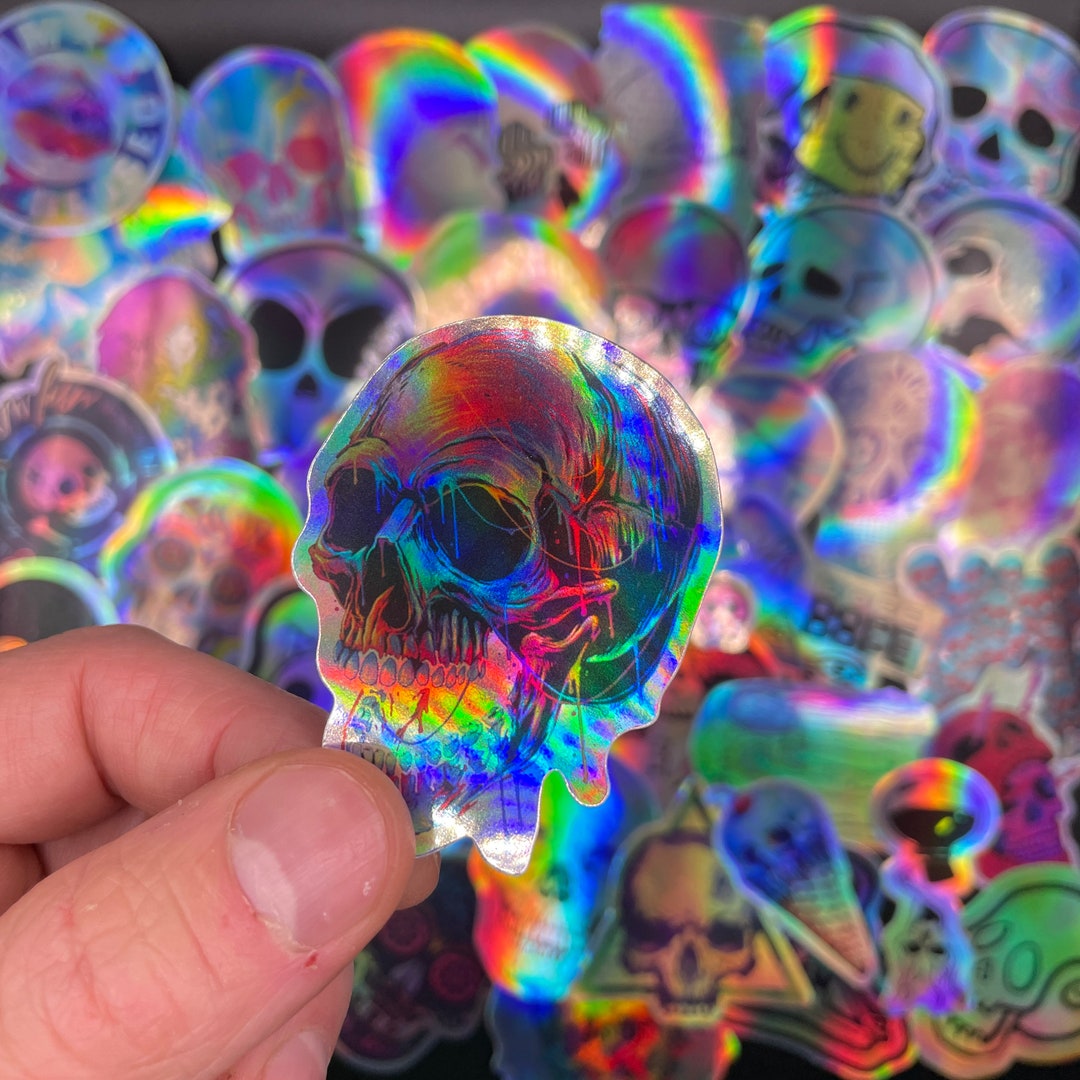 Holographic Skull Sticker Pack Pack of 50 Unique Holographic - Etsy