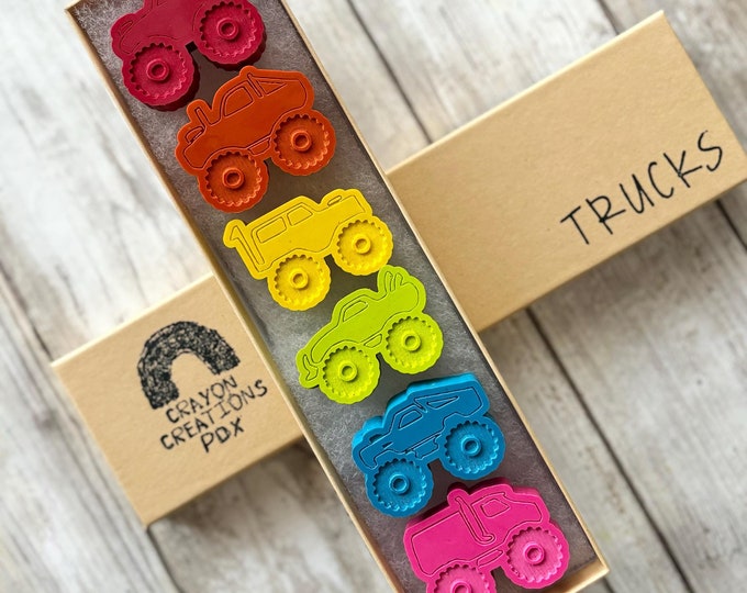Rainbow Monster Truck Crayons: Kids Party Favors, Truck Toys - Etsy