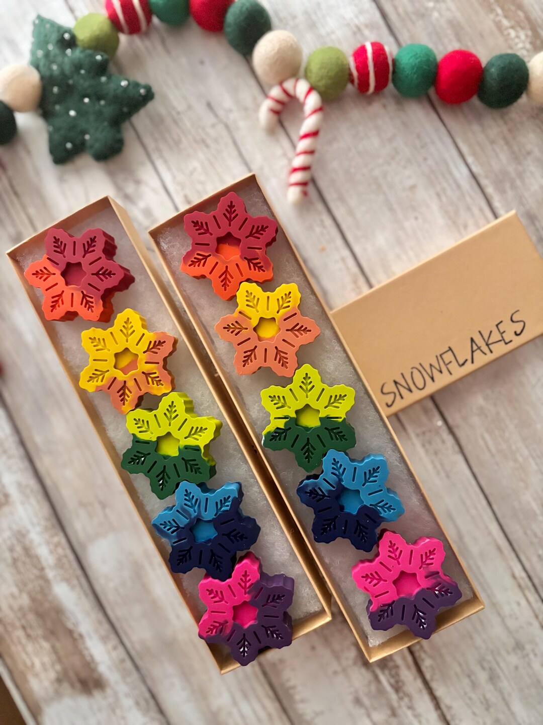 Rainbow Snowflake Crayon Set: Kids Christmas Stocking Stuffer - Etsy