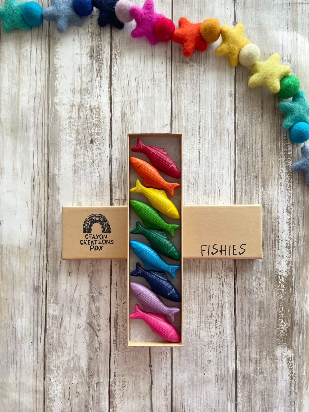 Rainbow Fish Crayons: Kids Party Favors, Fishing Birthday - Etsy