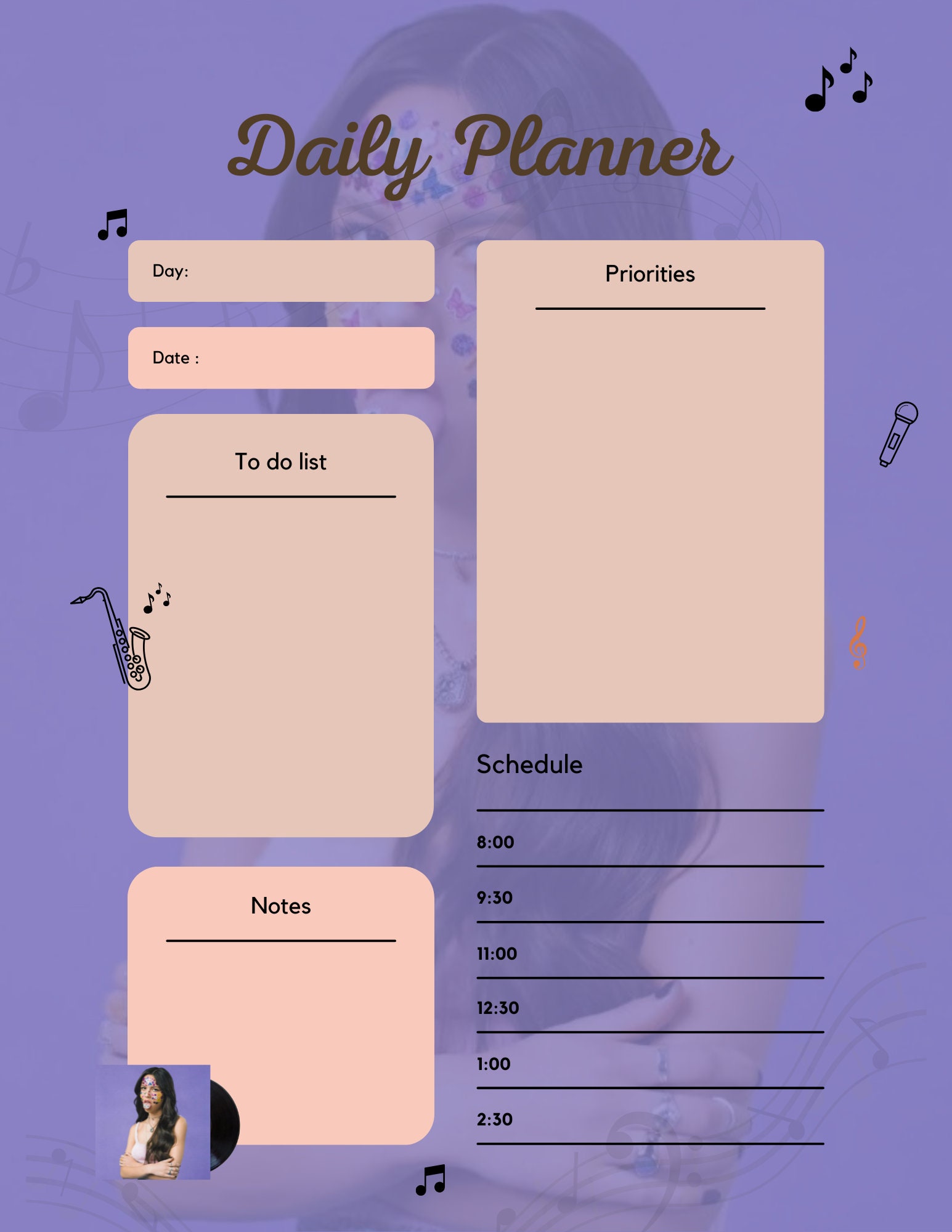 Personalized Music Planner, Custom Album Cover Planner, Creative Daily ...