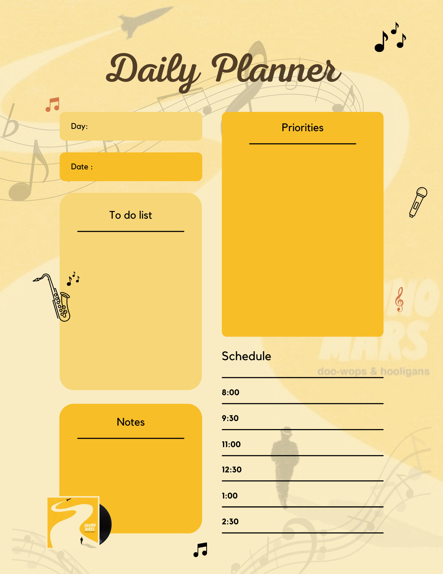 Personalized Music Planner, Custom Album Cover Planner, Creative Daily ...