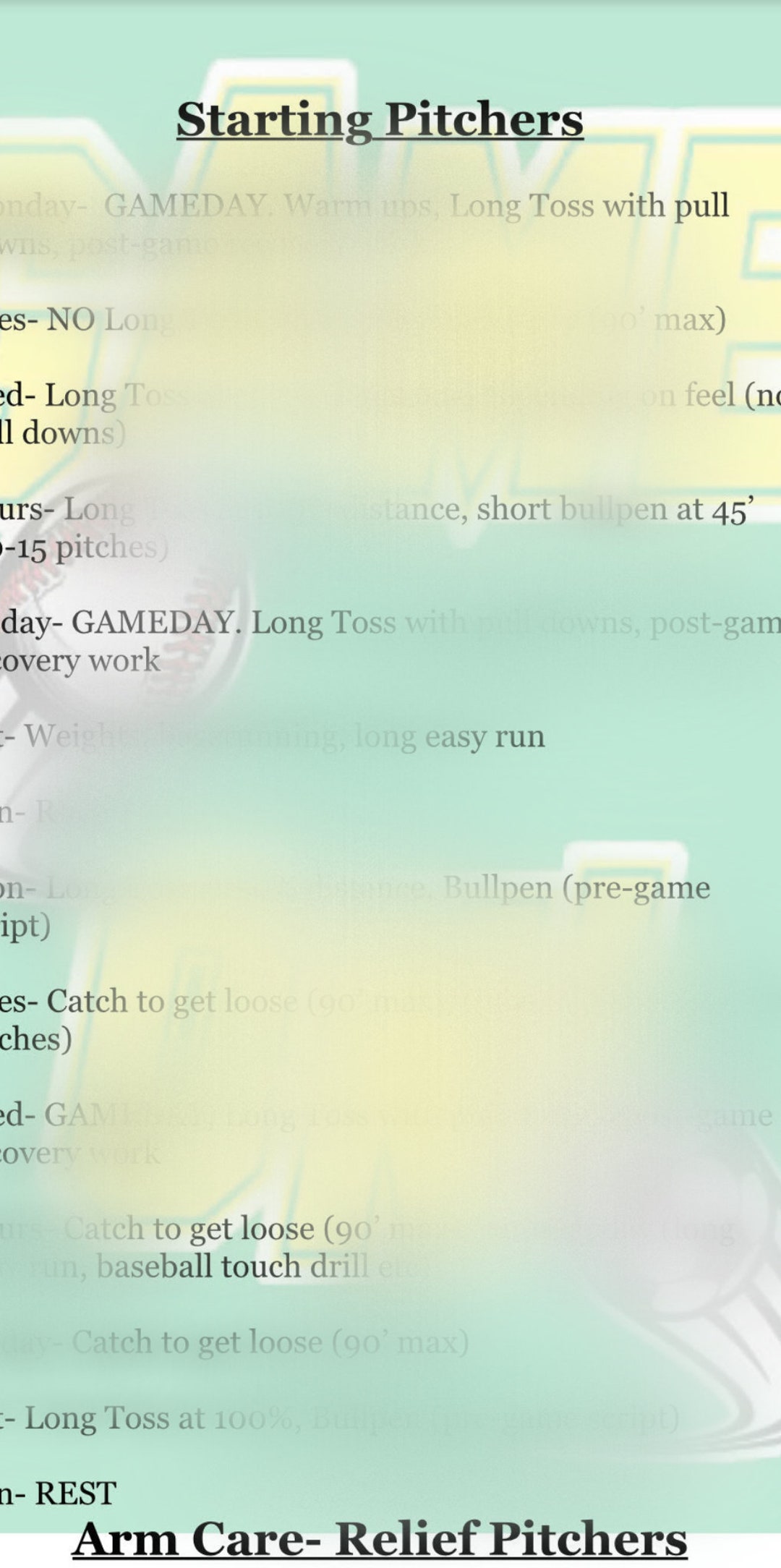 Throwing Plan for Baseball Pitchers, Long Toss Plan, Gifts for Dad ...