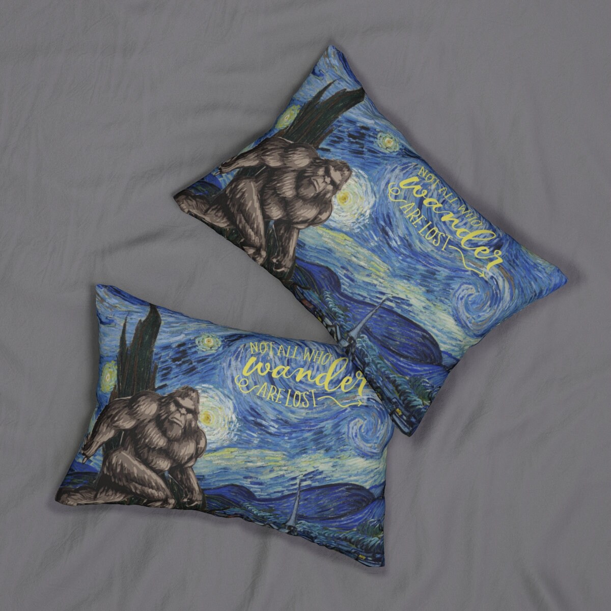 Bigfoot Squatchy Night Pillow Bigfoot Lumbar Pillow Not All Who Wander ...