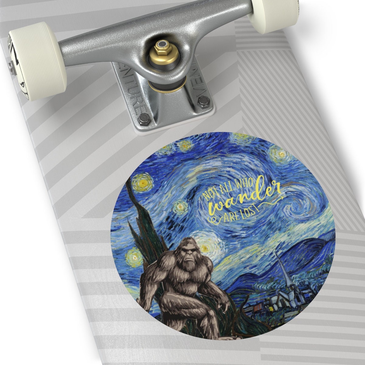 Bigfoot Round Vinyl Sticker Not All Who Wander Are Lost Sticker ...