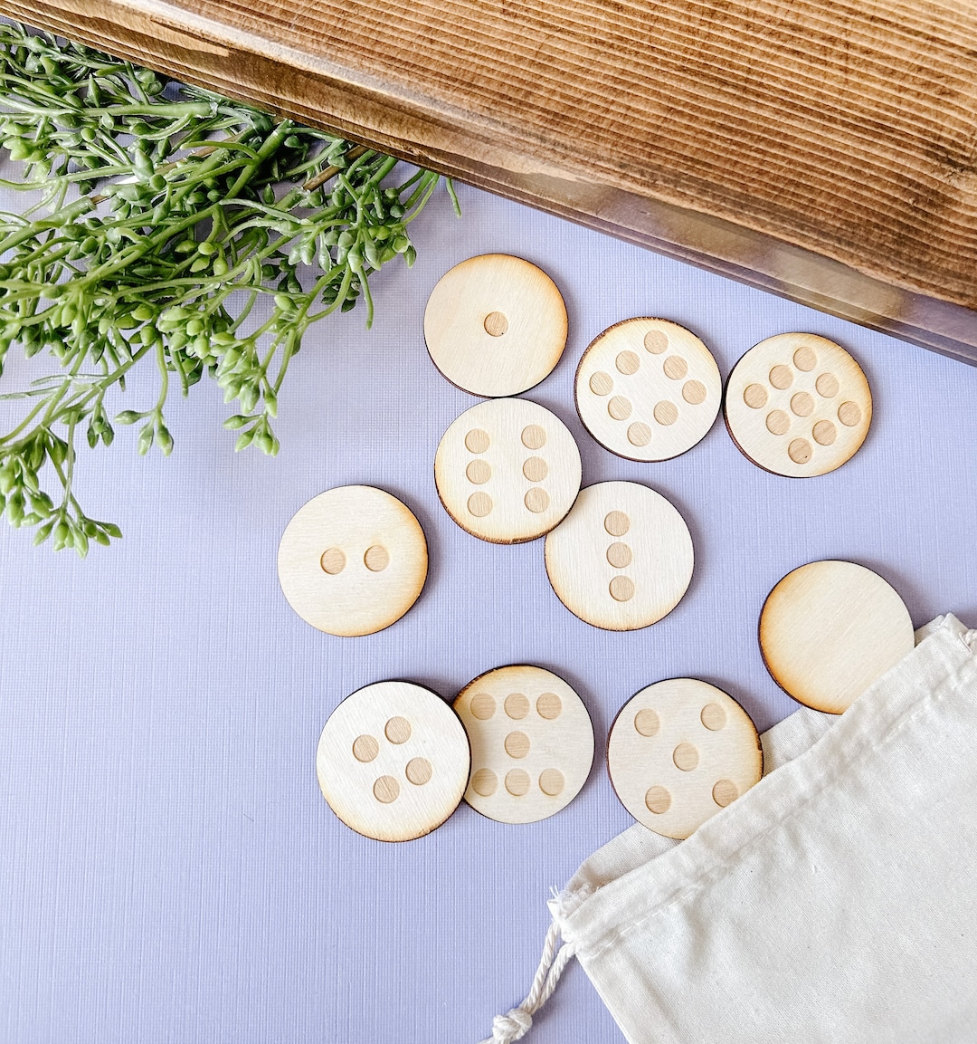 Wood Counting Discs, Domino Discs, Practice Numbers, Learn to Count Toy ...