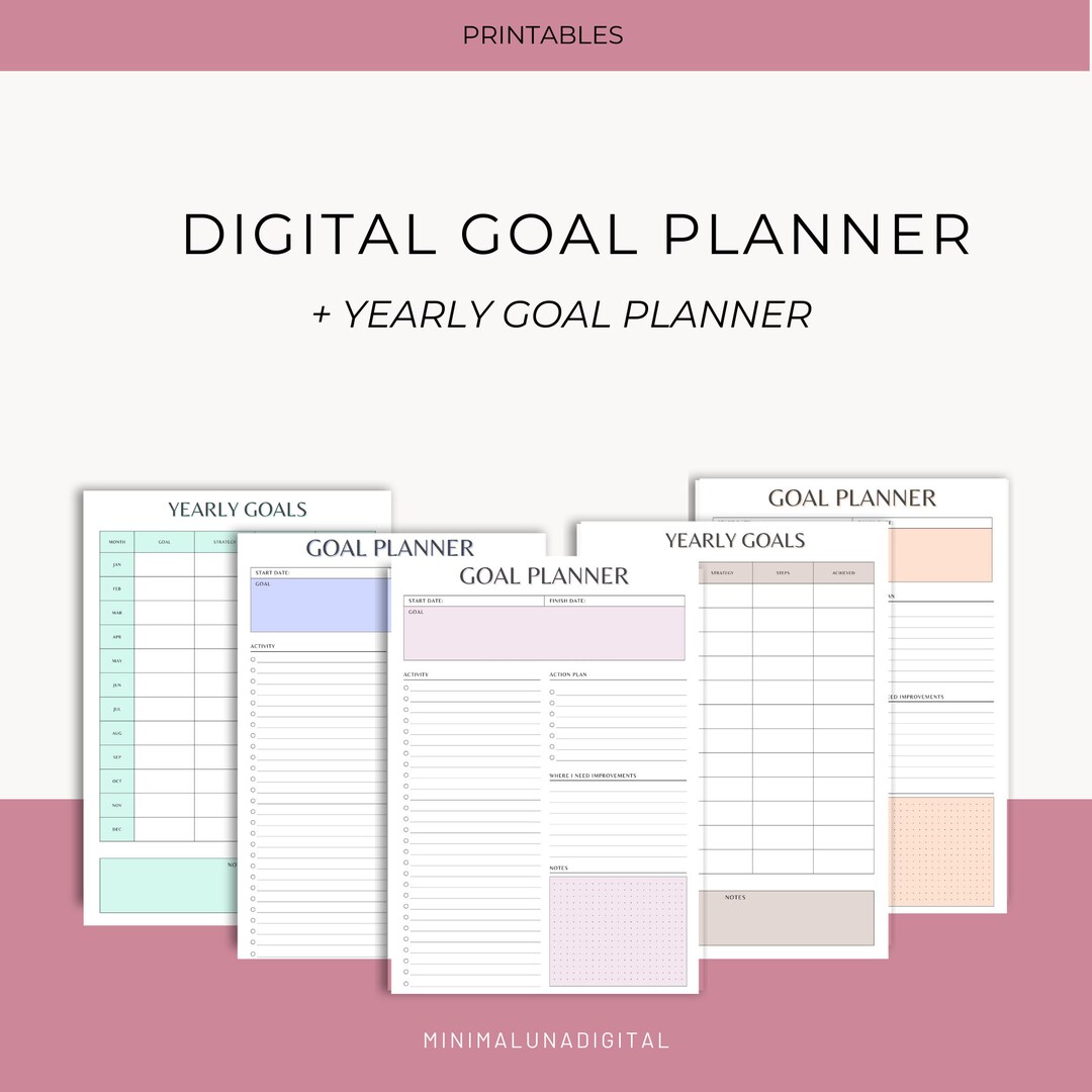 Pastel Goal Planner Printable Digital - Etsy