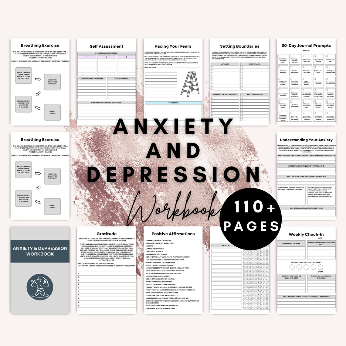 Anxiety and Depression Workbook, Self-care Planner, Mental Health ...
