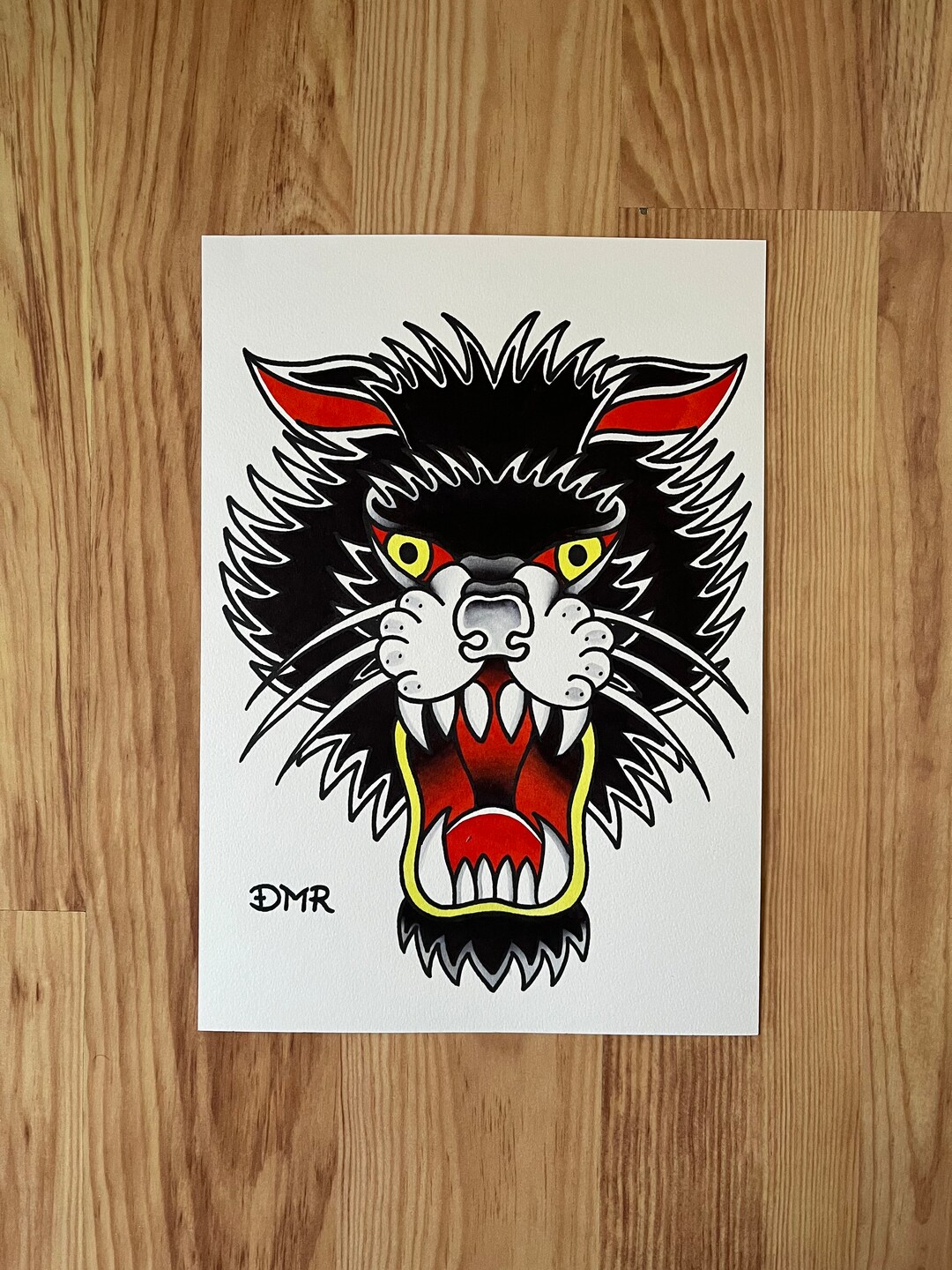 Original A4 Traditional Wolf Painting - Etsy