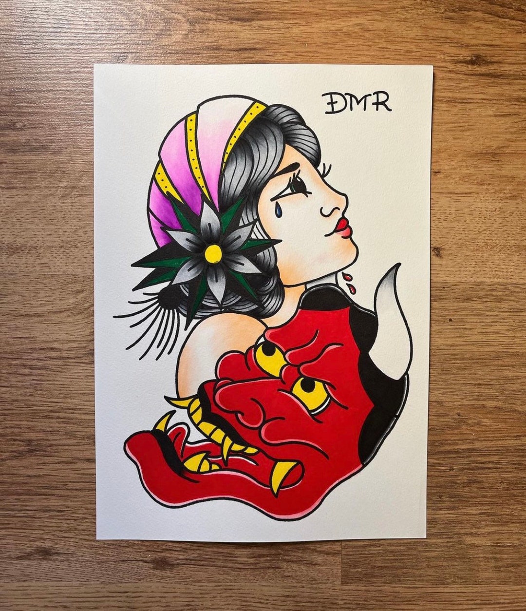 Traditional Flash Lady and Demon Painting - Etsy