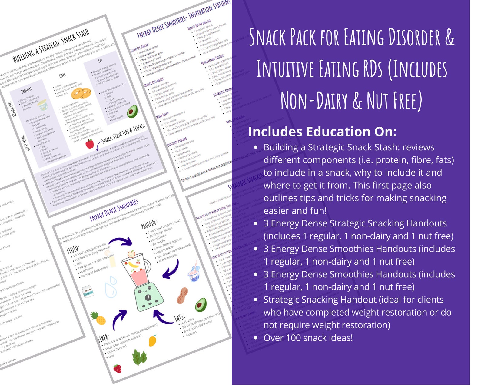 Eating Disorder Client Education Bundle for Dietitians/ Rds (printable ...