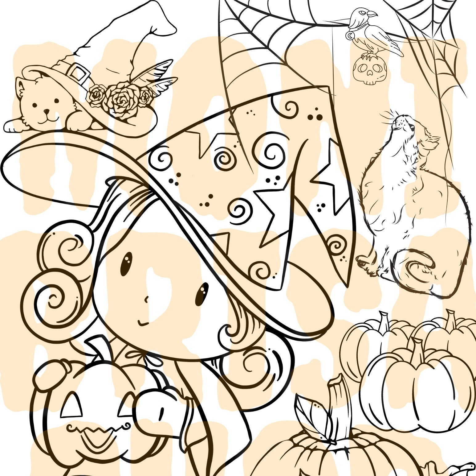Halloween Fun Coloring Pages - Pumpkins, Drakula & More Spooky Cute ...