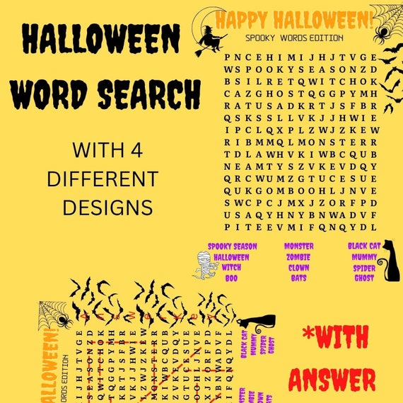 Halloween WORD SEARCH With Answer Key Included Spooky - Etsy