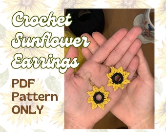 Sunflower Earrings Crochet Pdf Pattern, Crochet PDF Pattern, Earring ...