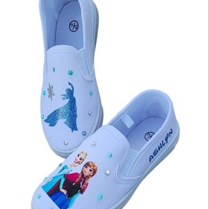 Personalized Frozen Shoes, Anna and Elsa Slip-on Sneakers for Girls ...