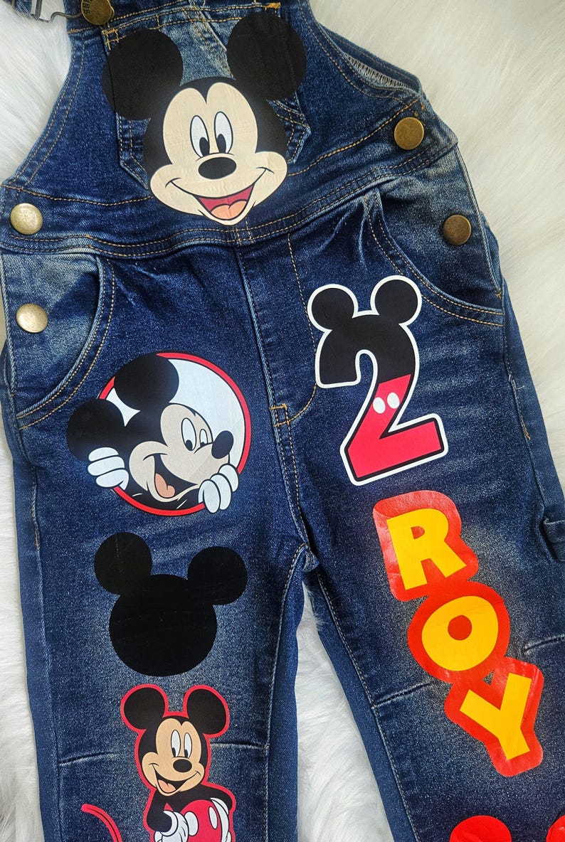 Custom Mickey Mouse Denim Overalls Toddler Outfit Personalized - Etsy