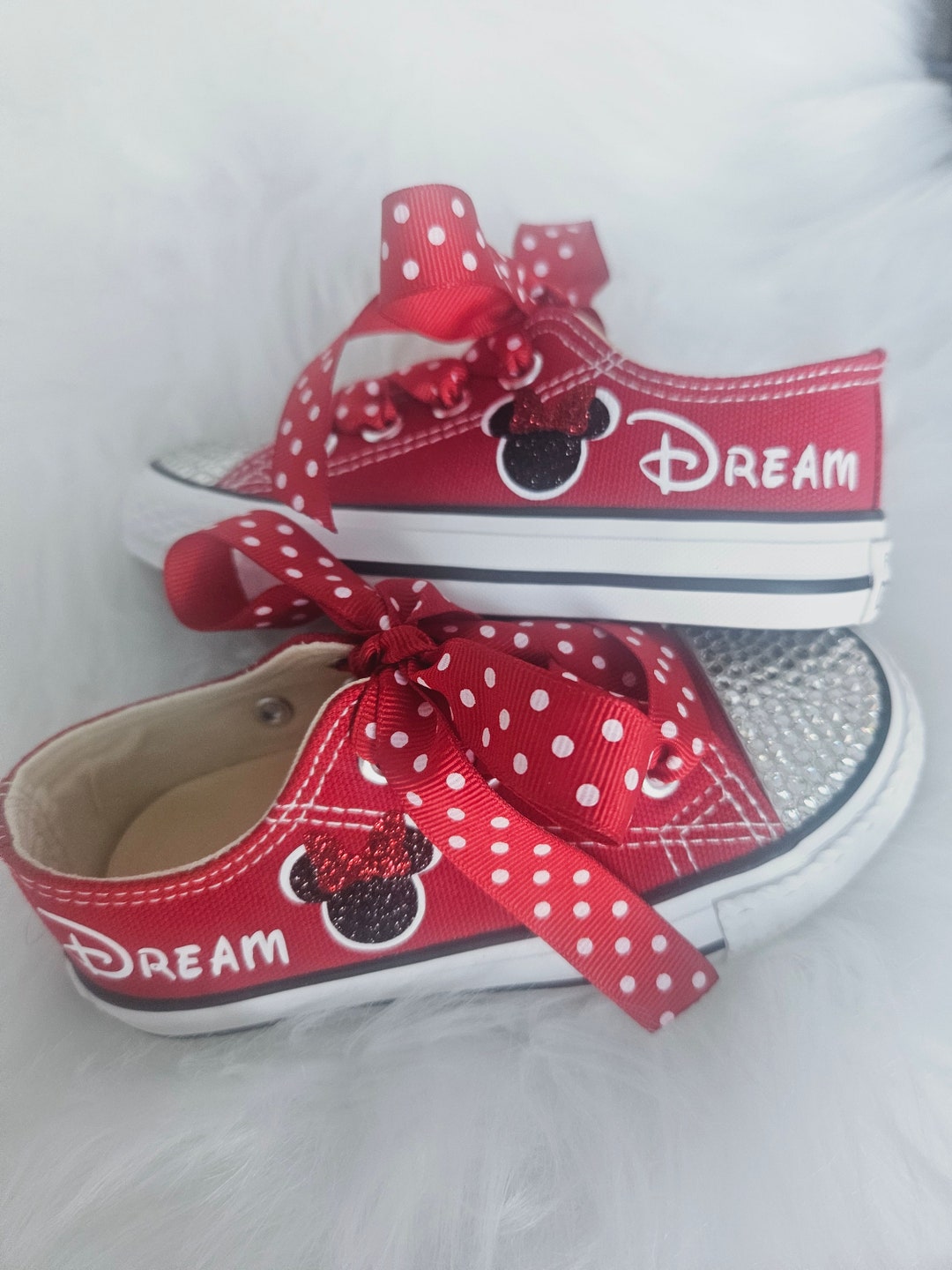 Red Personalized Minnie Mouse Sneakers Bling Option Toddler Minnie ...
