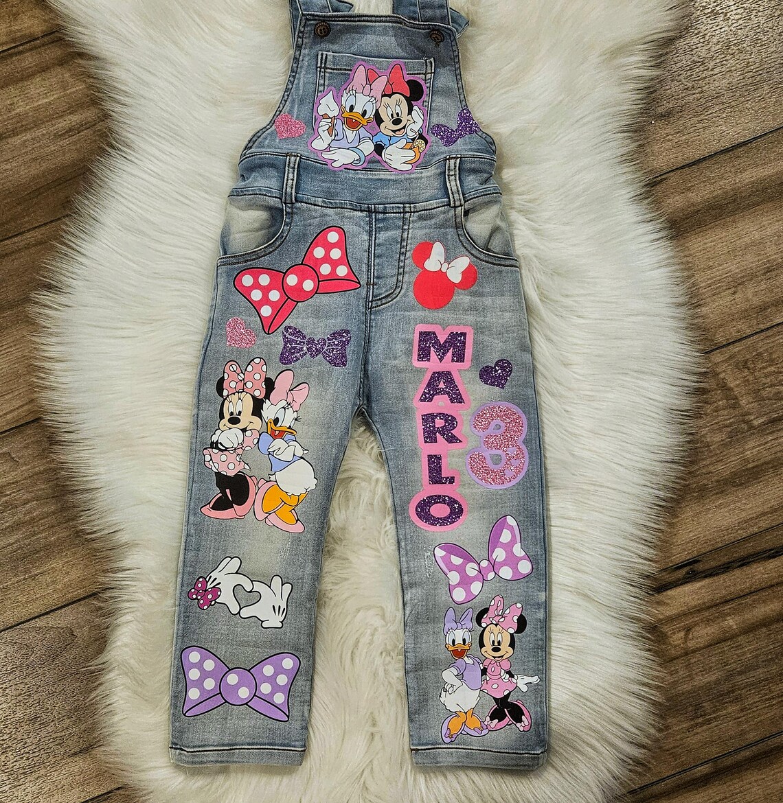 Daisy Duck and Minnie Mouse Overalls Minnie Bow-tique Denim Set ...
