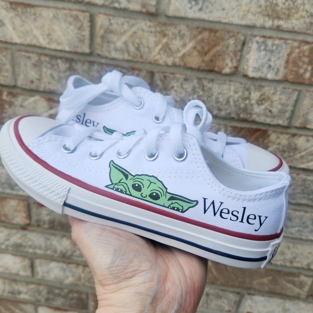 Yoda Converse, Personalized Sneakers, Many Colors and Sizes, Peeking ...