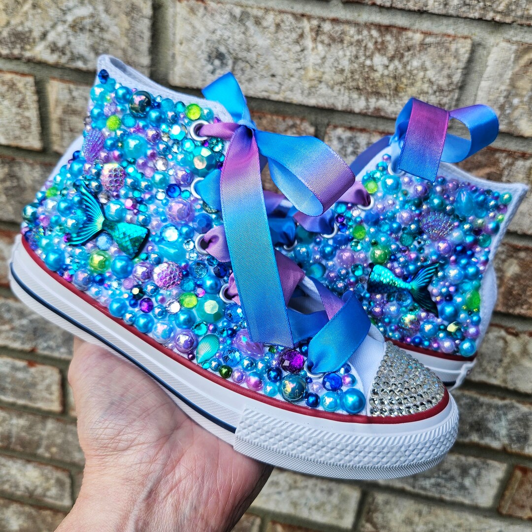 Genuine Converse Bling Mermaid High Top Personalized Mermaid Bedazzled ...