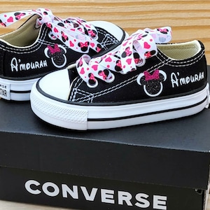 Minnie Mouse Converse, Black or Pink Low Tops, Personalized, Black ...