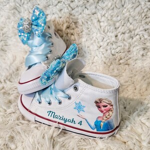 Custom Princess Elsa Converse With Sparkle Bows Personalized Frozen ...