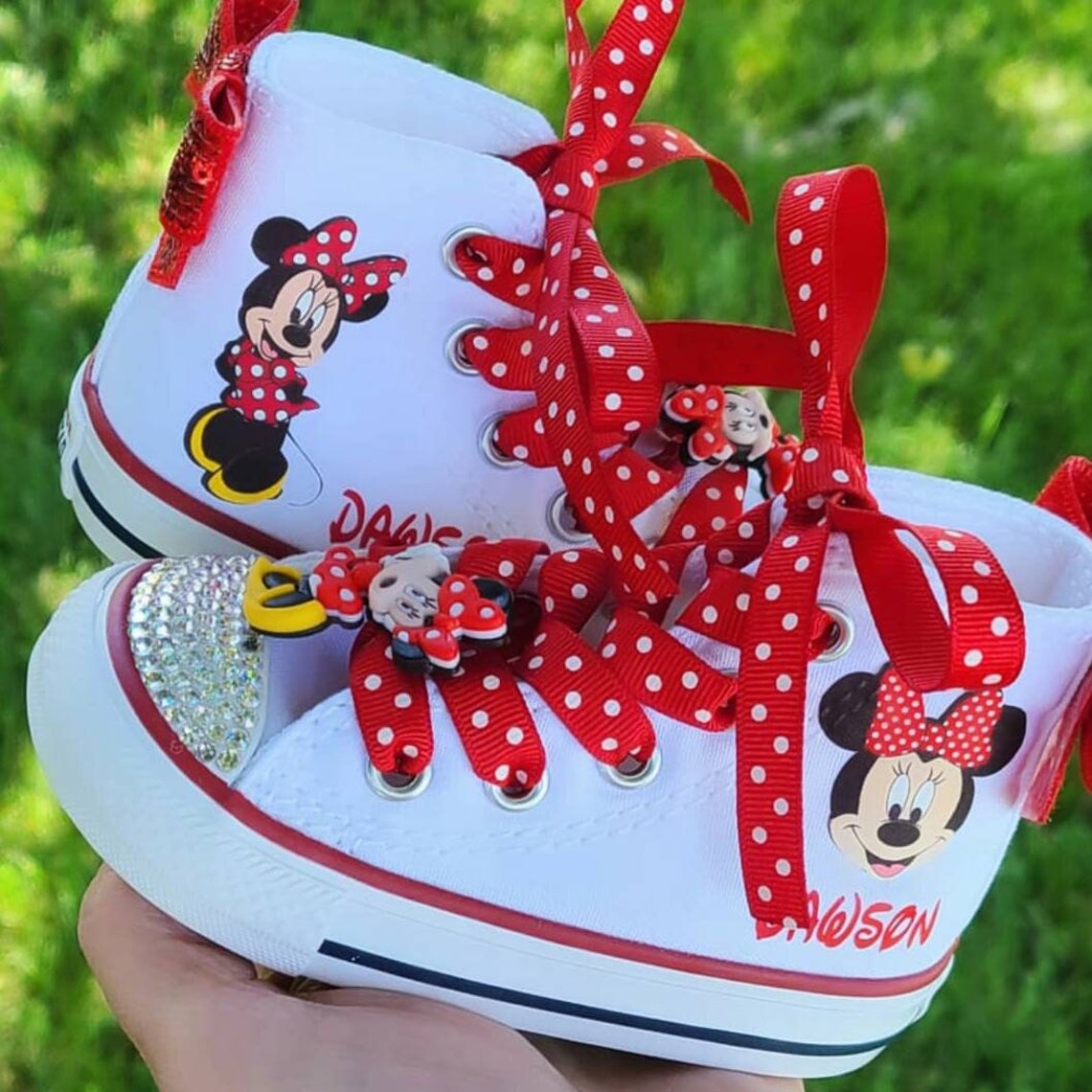 Personalized Minnie Mouse Converse White High Top Sneakers - Etsy