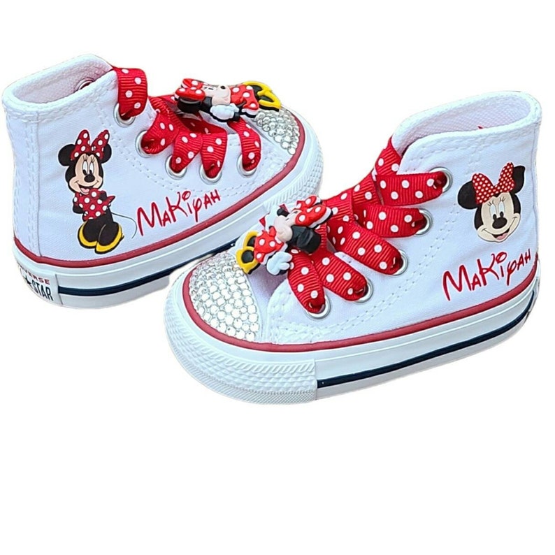 Personalized Minnie Mouse Converse White High Top Sneakers - Etsy