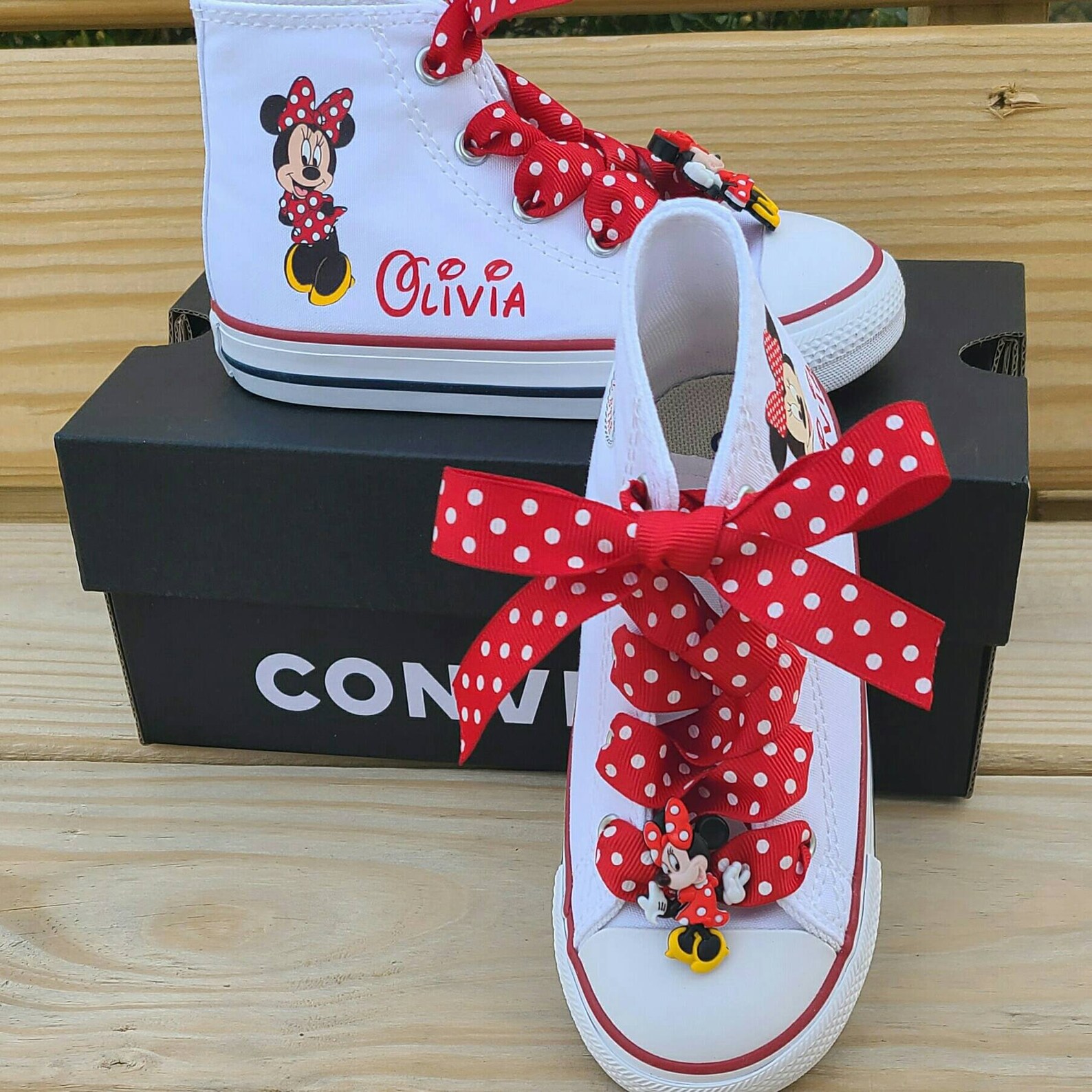 Personalized Minnie Mouse Converse White High Top Sneakers - Etsy