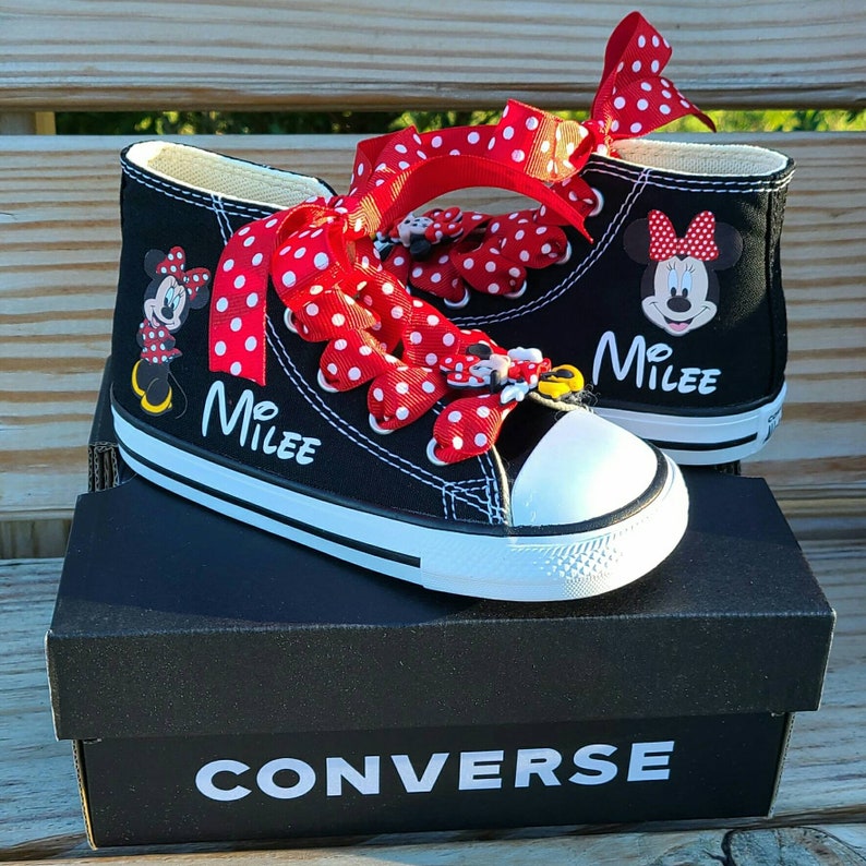 Personalized Minnie Mouse Converse White High Top Sneakers - Etsy