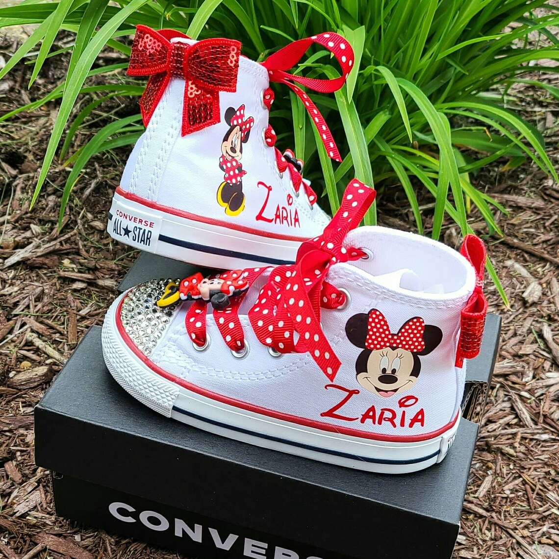 Personalized Minnie Mouse Converse White High Top Sneakers - Etsy