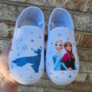 Personalized Frozen Shoes, Anna and Elsa Slip-on Sneakers for Girls ...