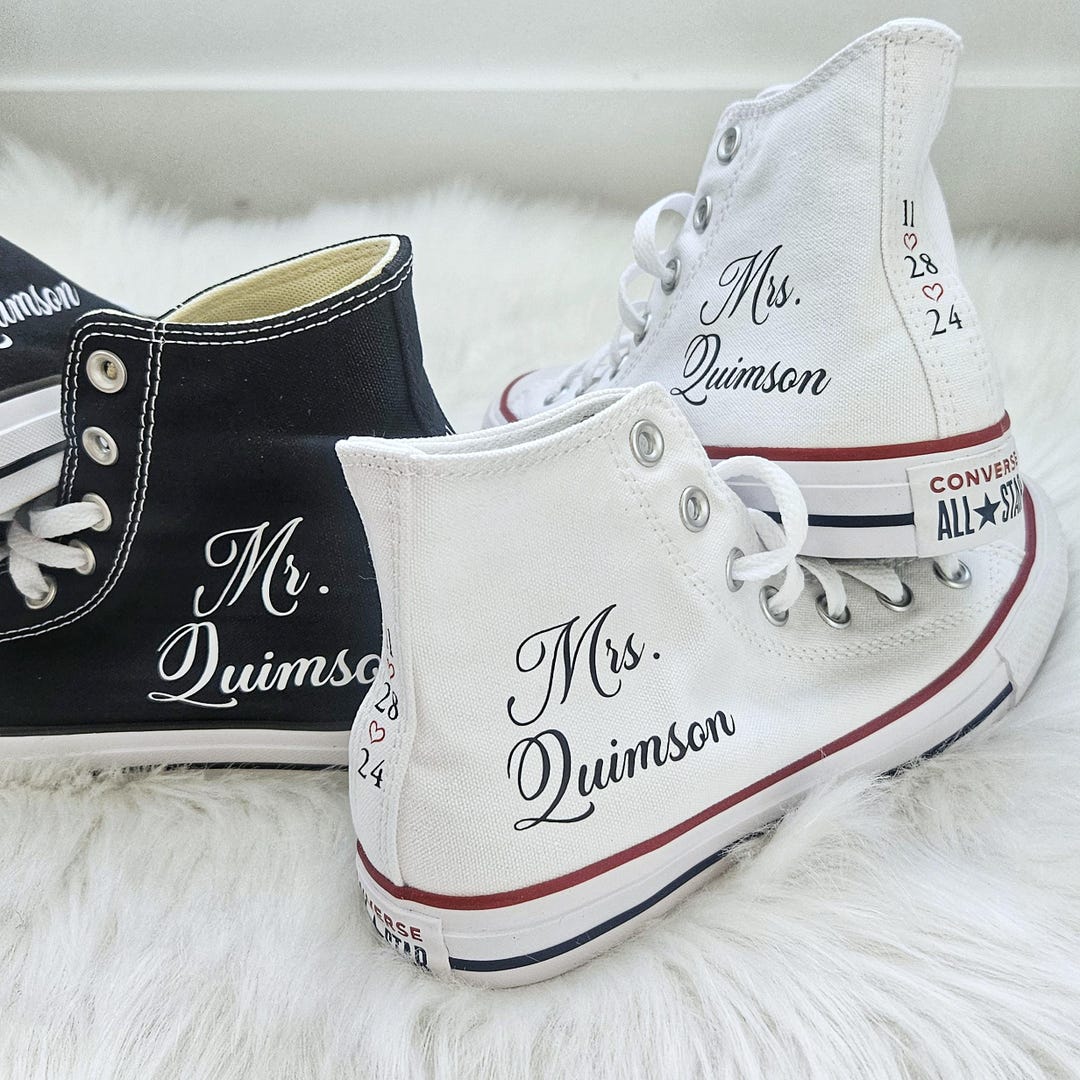 Custom Bride Converse Personalized Groom Converse, Custom Wedding ...