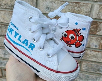 Finding Nemo Shoes White High Tops Genuine Converse Personalized Baby Toddler Sizes Chuck Taylor High Tops Etsy Canada